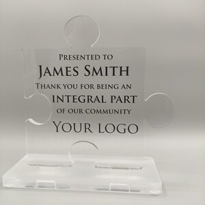 Personalized Acrylic Award Puzzle Piece Shape Perfect for Recognition ...
