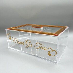 Personalized Acrylic Tea Box With Gold Mirror - Print Your Name, Text ...