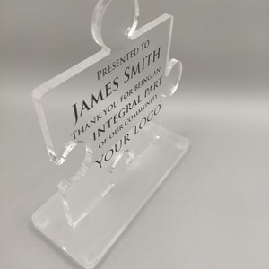 Personalized Acrylic Award – Puzzle Piece Shape – Perfect for ...