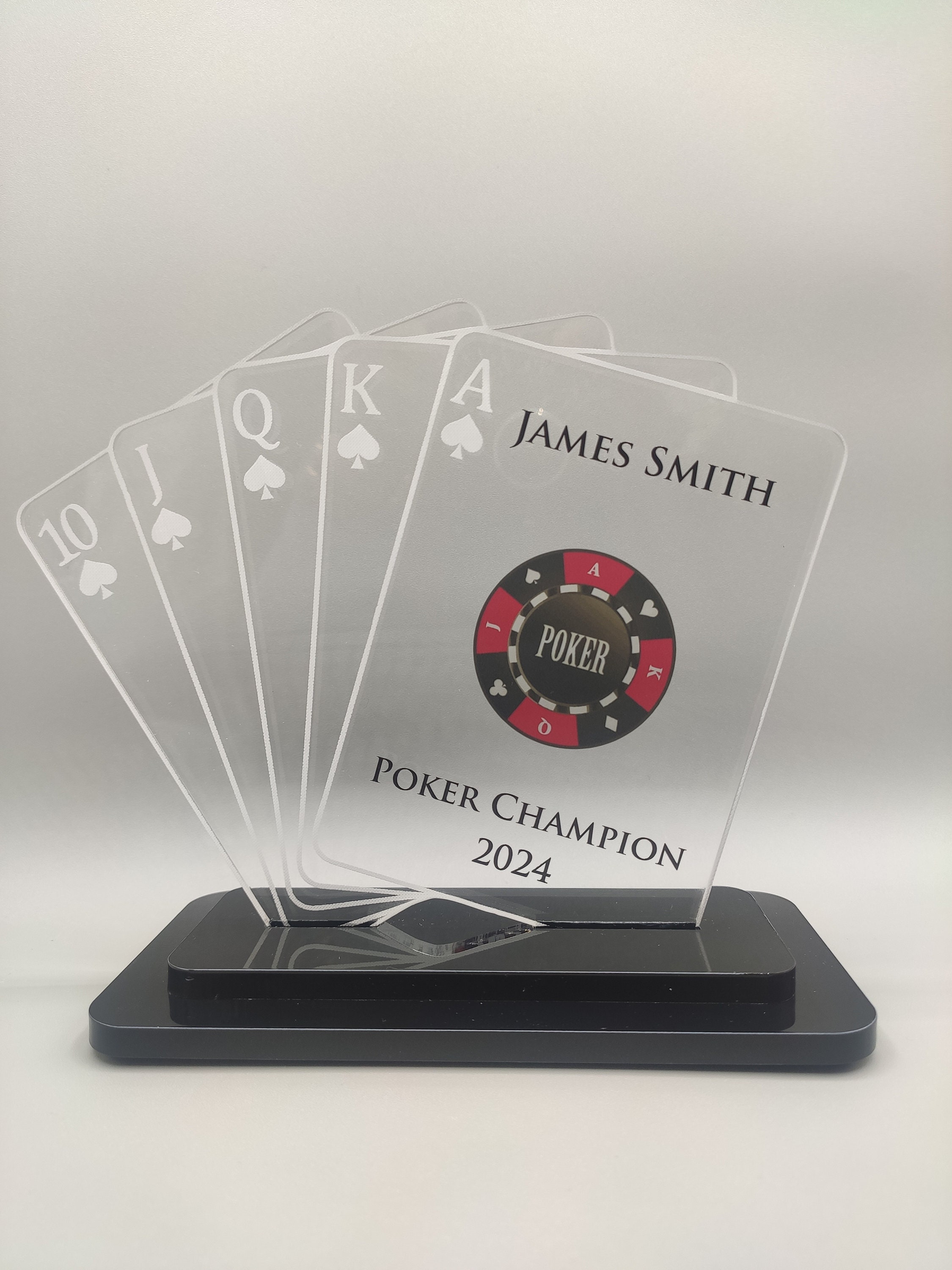 Personalized Lucite Poker Award - Acrylic Trophy for Poker, Casino ...
