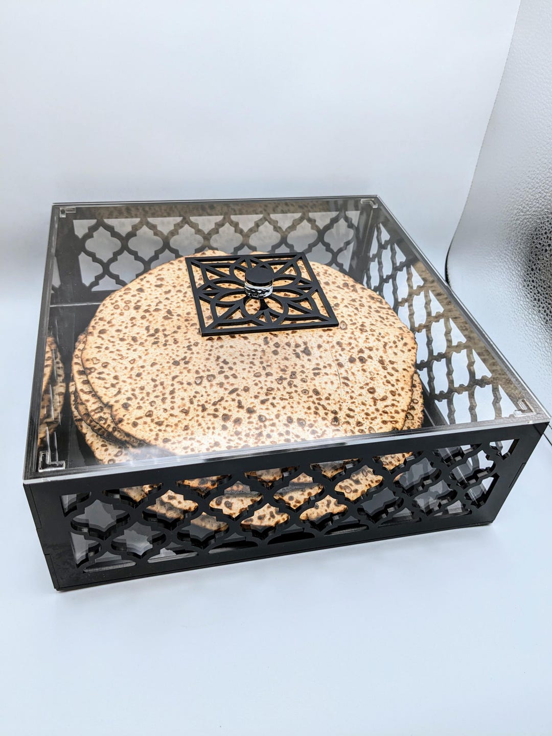 Elegant Shmurah Matzah Box - for Round and Square Matzah - Moroccan ...