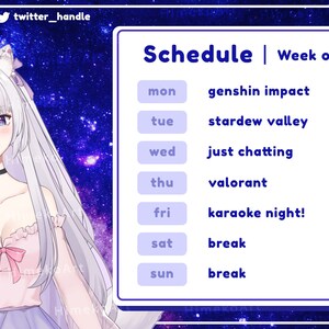 Galaxy Blue Star Schedule Template - PSD and Canva - Kawaii Overlay ...