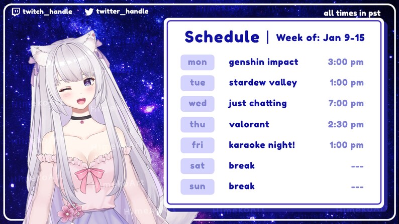 Galaxy Blue Star Schedule Template - PSD and Canva - Kawaii Overlay ...