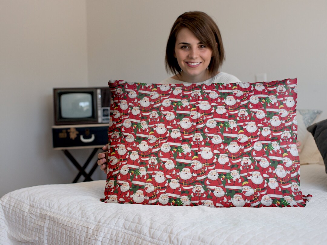Retro Christmas Jolly Santa Claus - Stay in Place Pillow Case - Set of ...