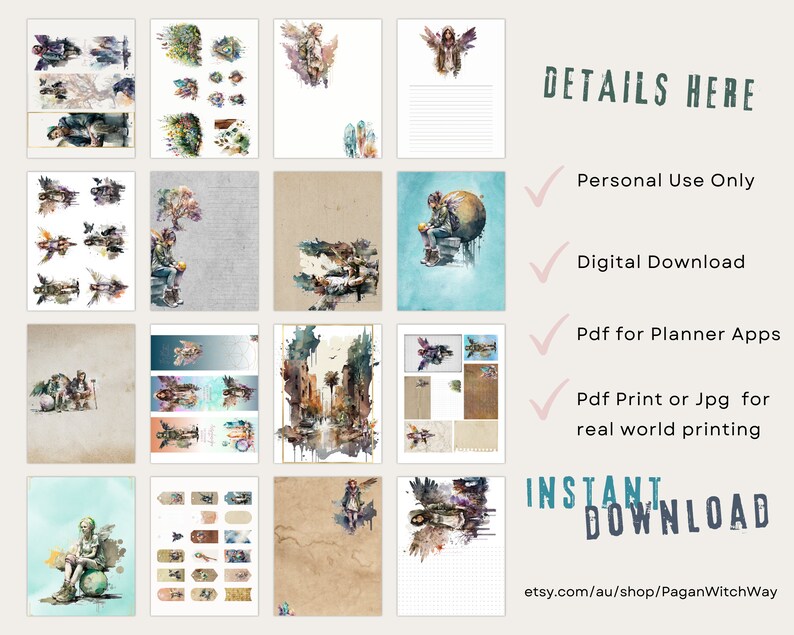 Urban Fairycore Fantasy Digital Download Junk Journal Grimoire Ephemera ...