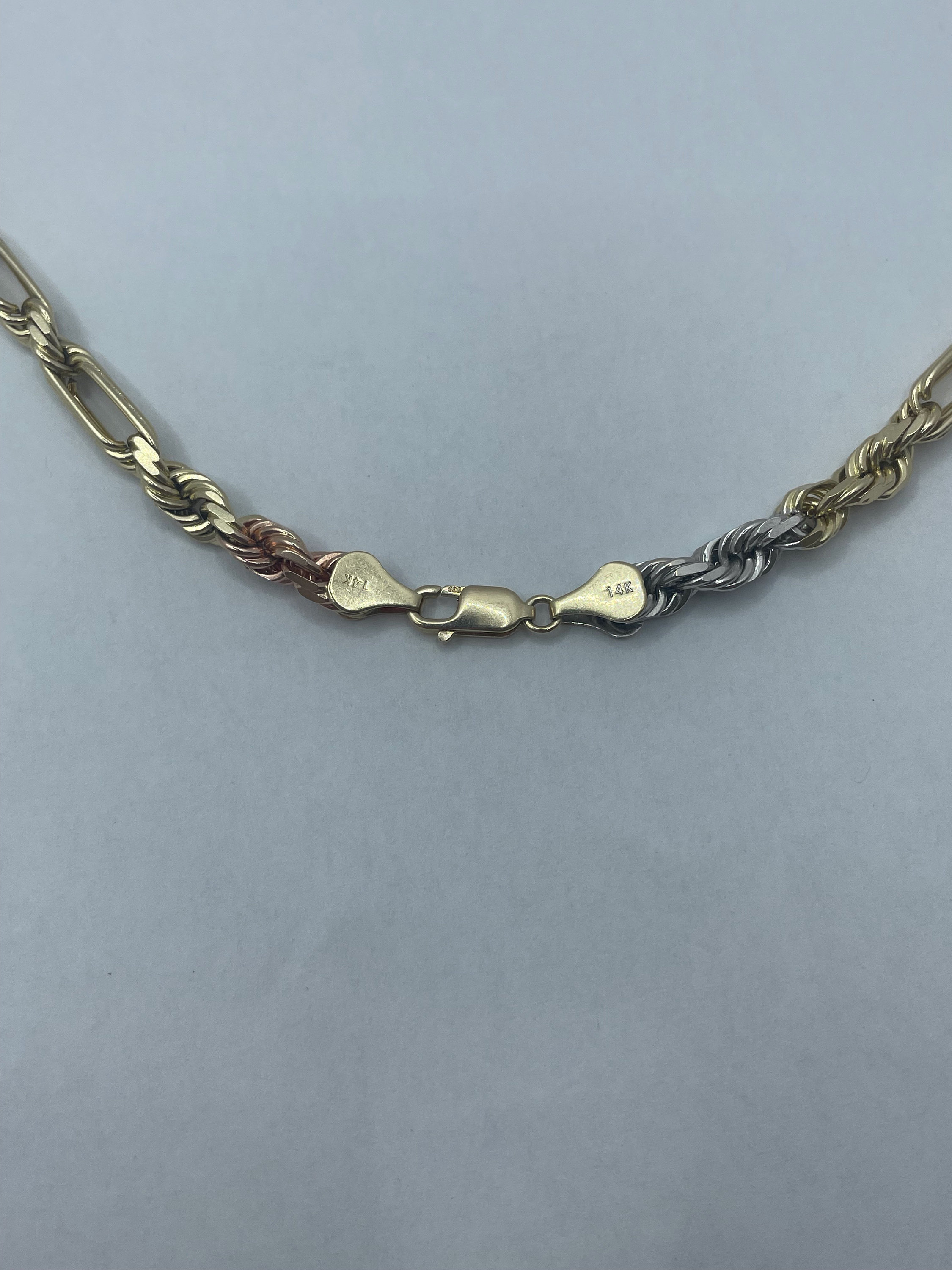 14k Tri-color Gold Rope Chain 20 Inch - Etsy