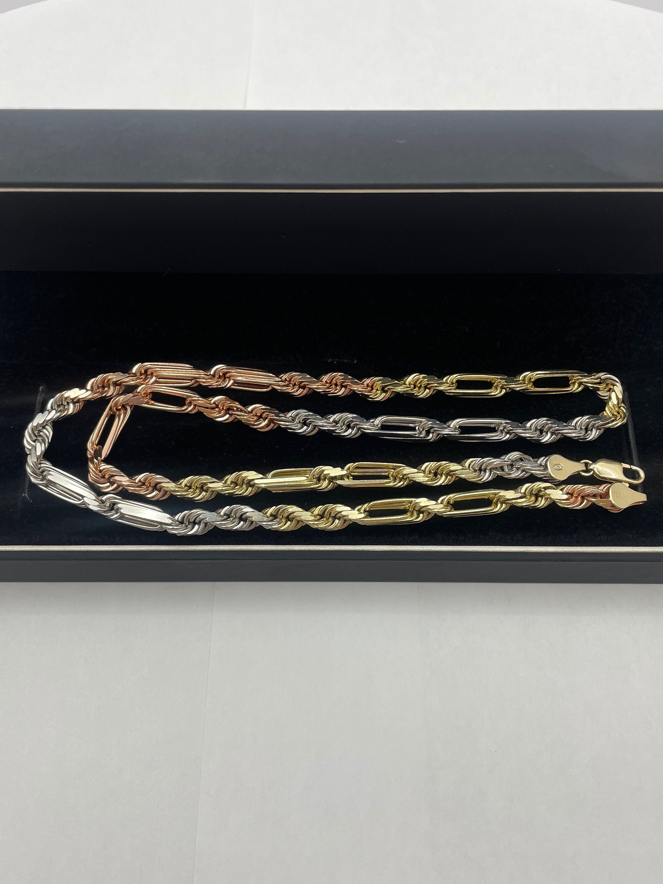 14k Tri-color Gold Rope Chain 20 Inch - Etsy
