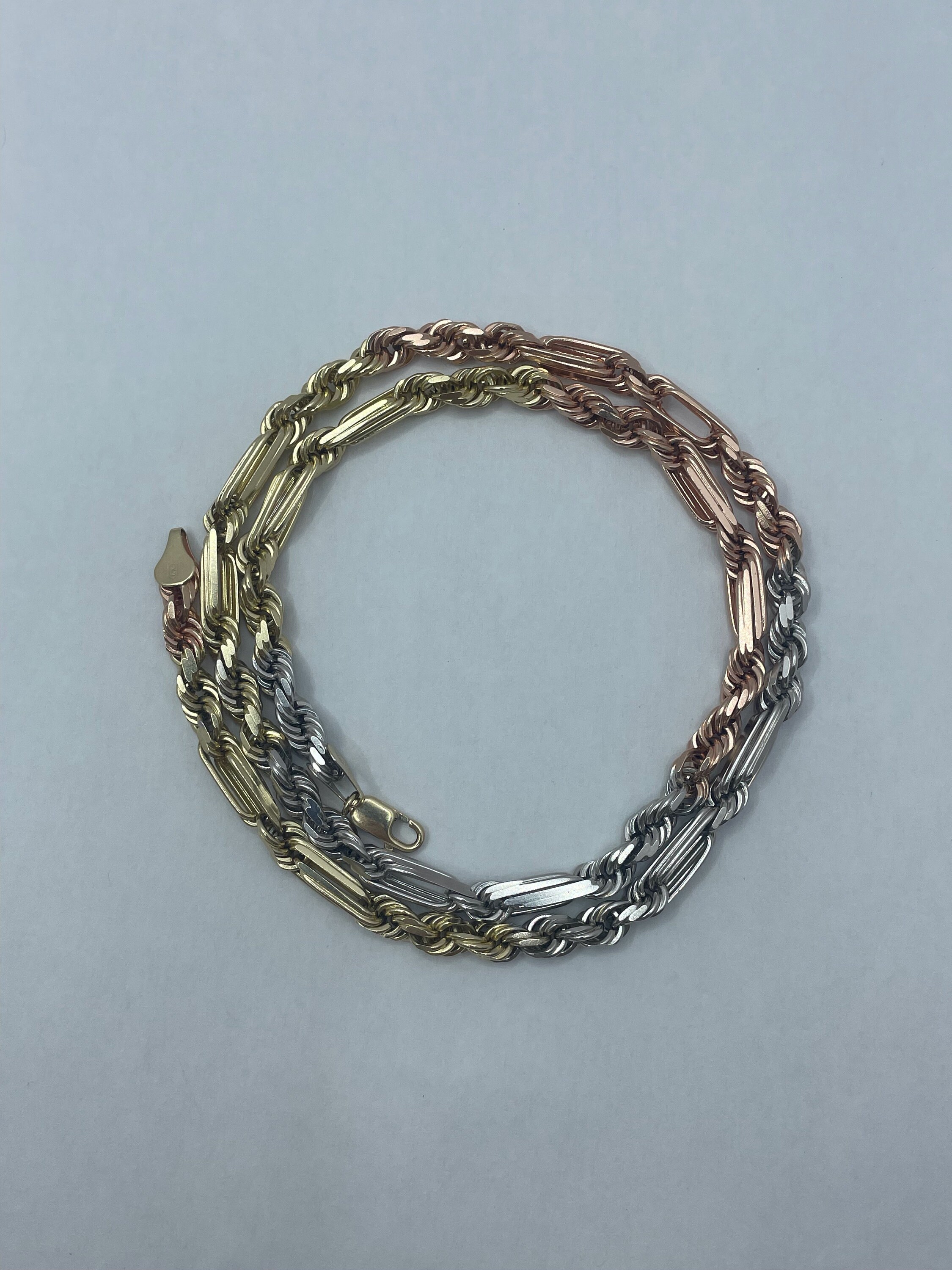 14k Tri-color Gold Rope Chain 20 Inch - Etsy