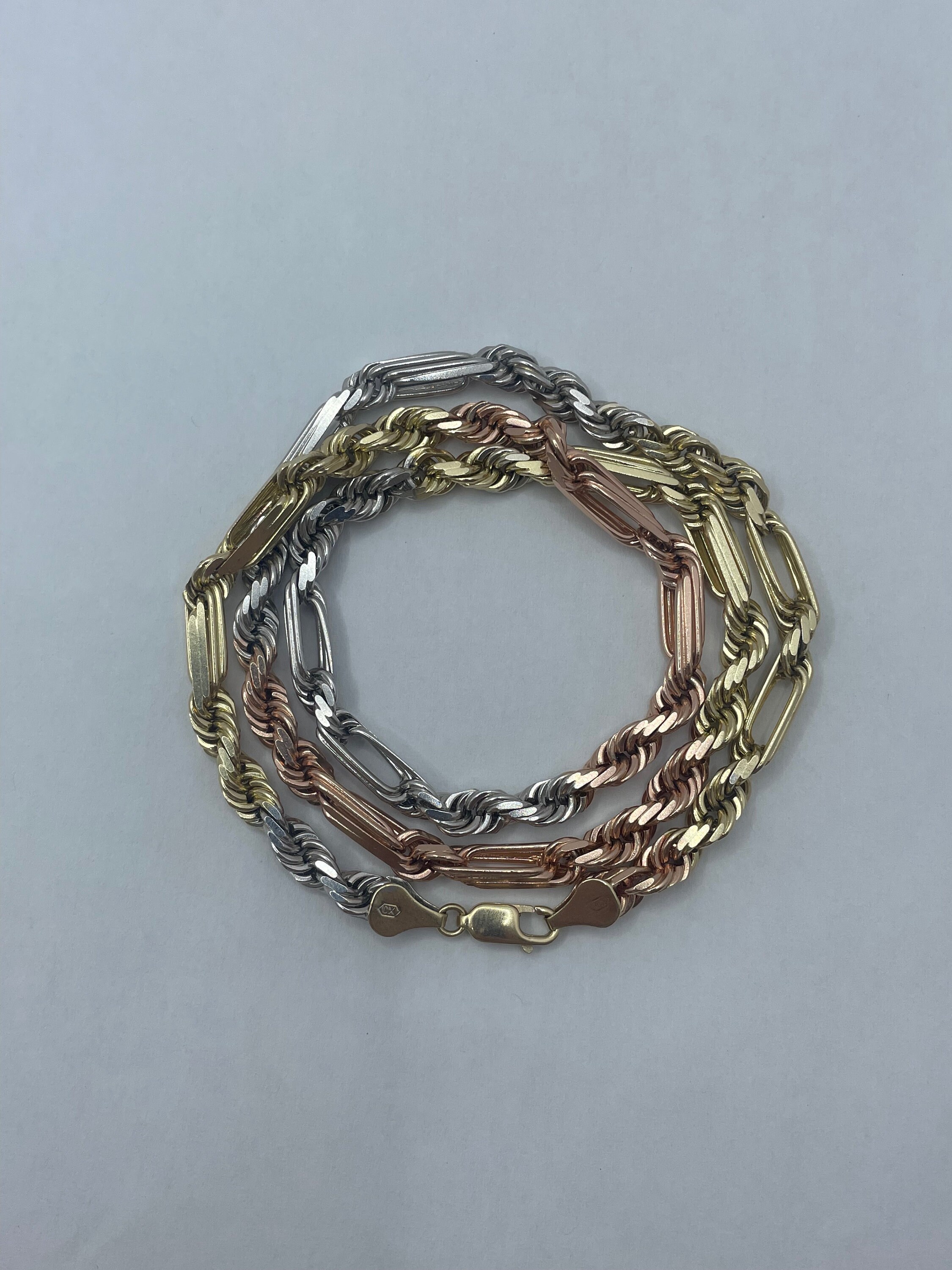 14k Tri-color Gold Rope Chain 20 Inch - Etsy