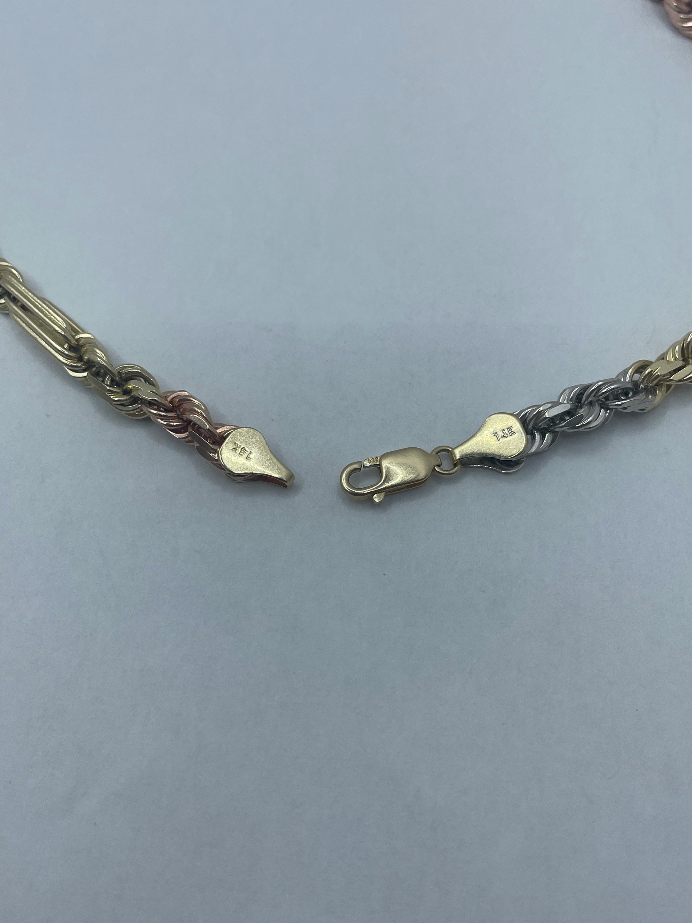 14k Tri-color Gold Rope Chain 20 Inch - Etsy