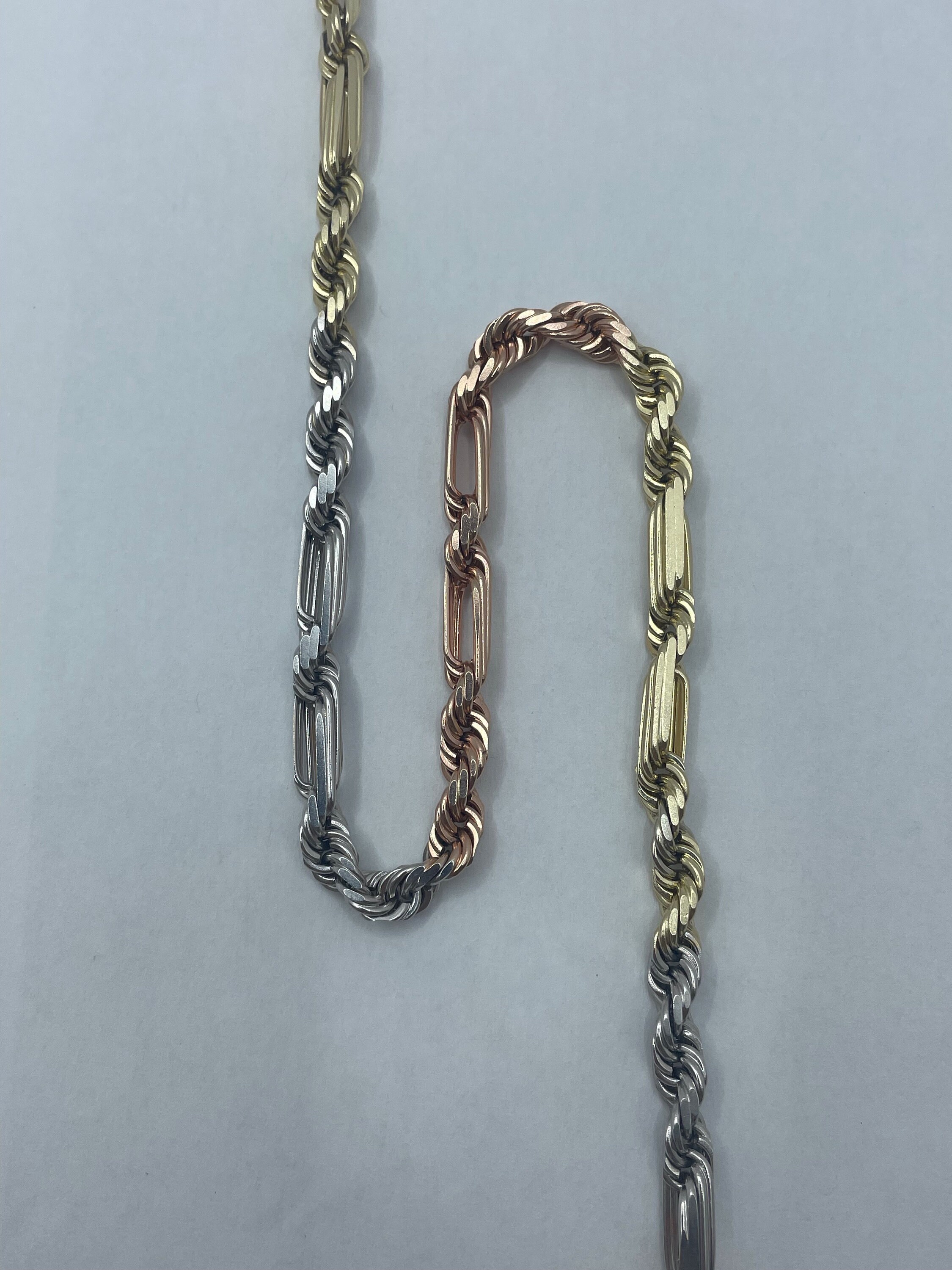 14k Tri-color Gold Rope Chain 20 Inch - Etsy