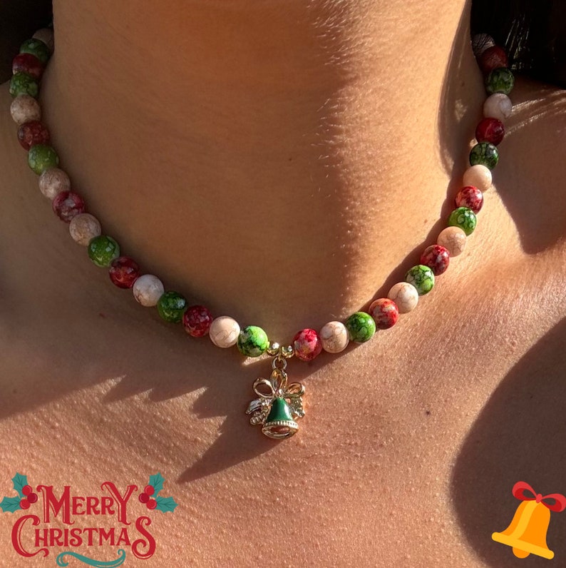 Christmas Bell Necklace Christmas Tree Pendant Charm Pine Tree Bead ...
