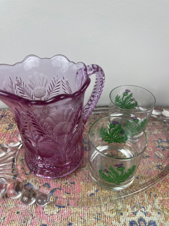 Thistle Pattern Glass Pitcher