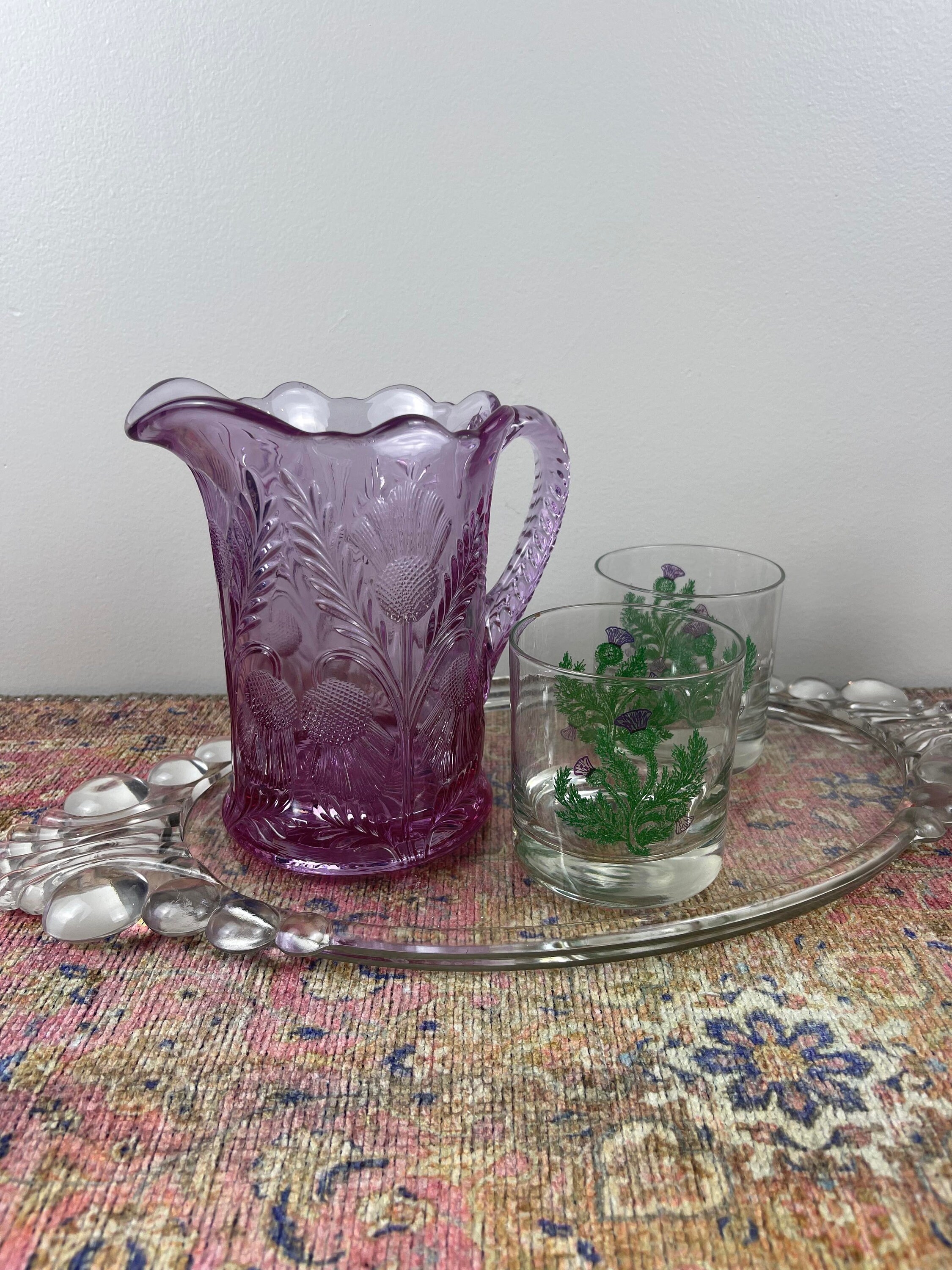Thistle Pattern Glass Pitcher