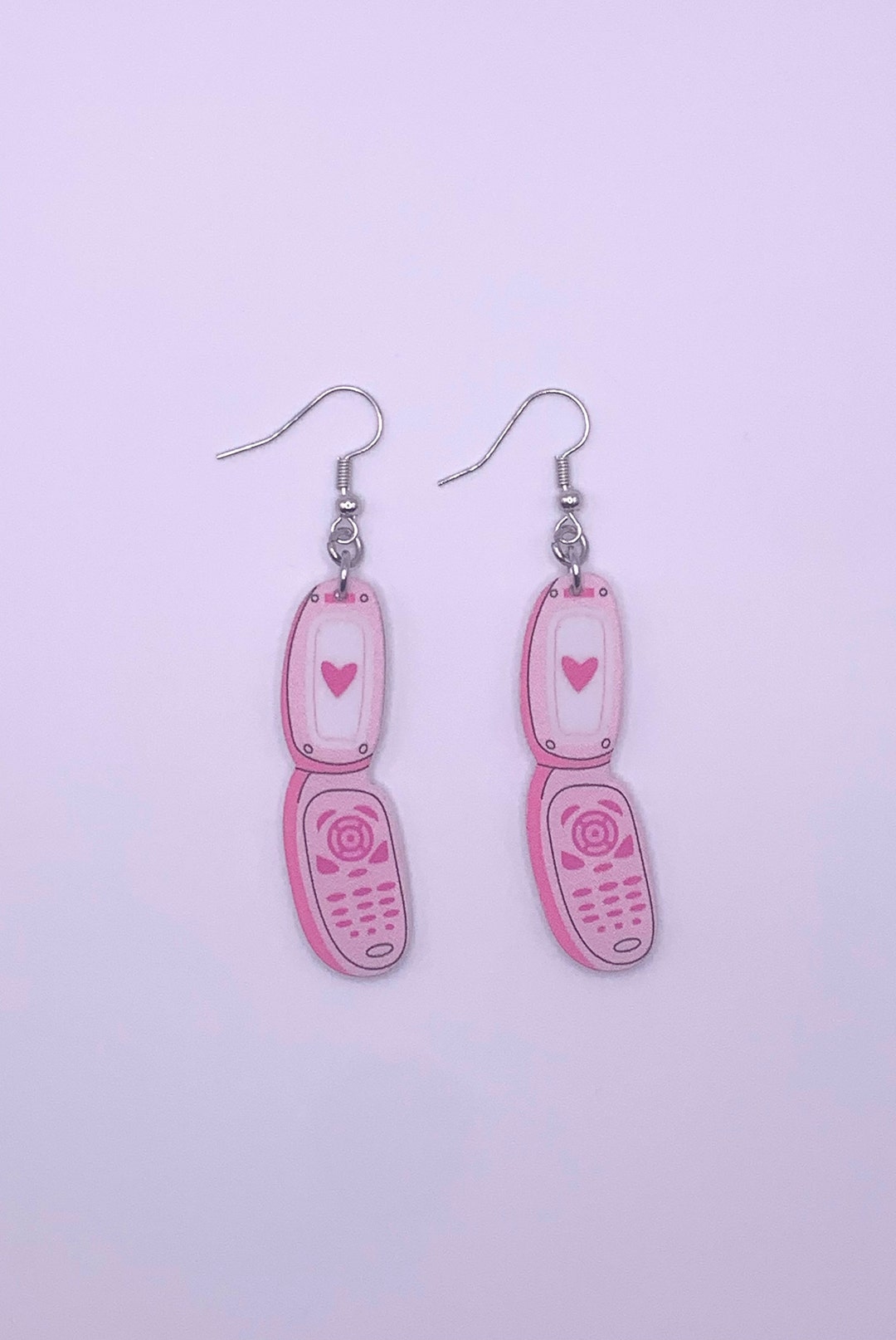 Y2K Pink Flip Phone Earrings Kawaii Jewelry Gifts for Girlfriend Bold ...