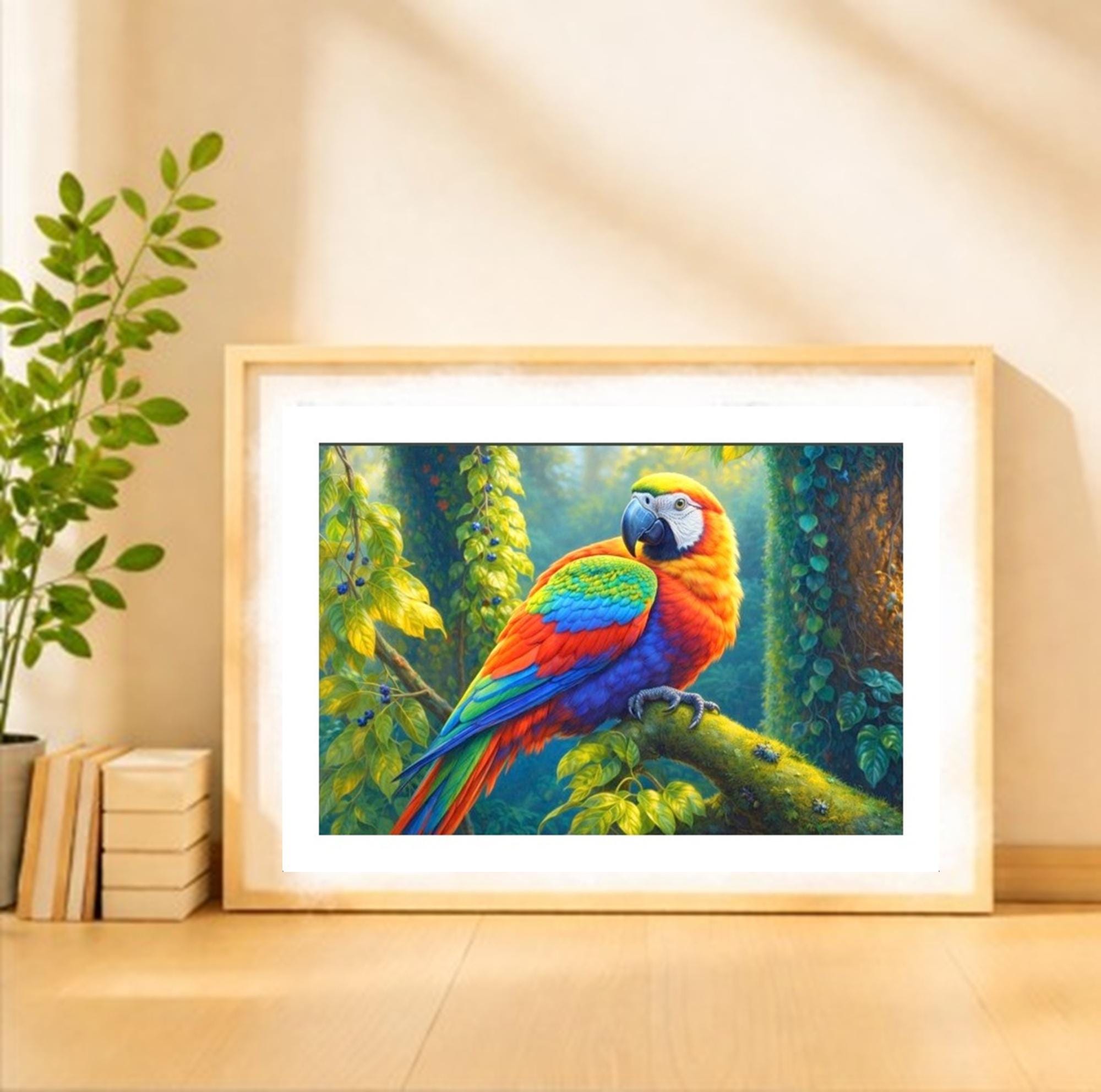 Vibrant Macaw Parrot Print, Tropical Jungle Bird Art (instant Download ...