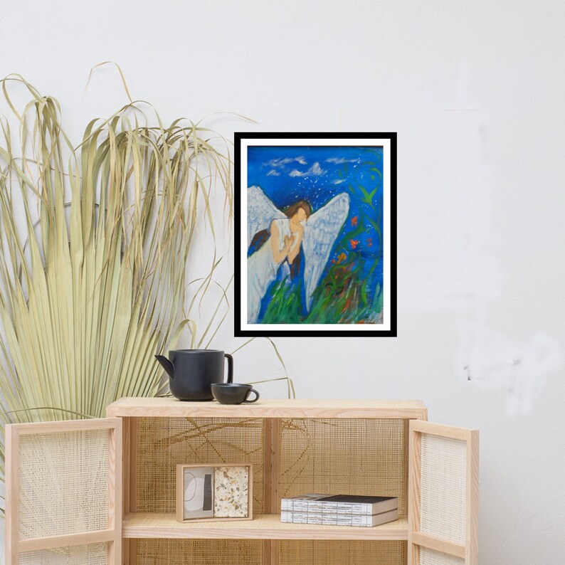 Modern Angel Art With White Wings, Original Painting for Christian Home ...
