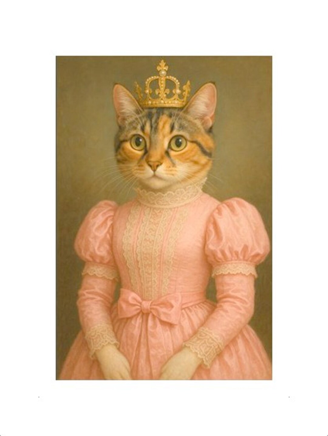 Framed Calico Cat Fantasy Queen Pet Portrait Personalized Gift or King ...
