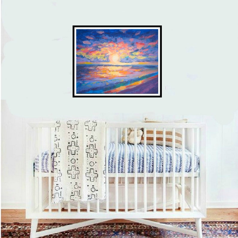 Sunrise Wall Art Painting Nursery Room Décor Handmade Seascape - Etsy