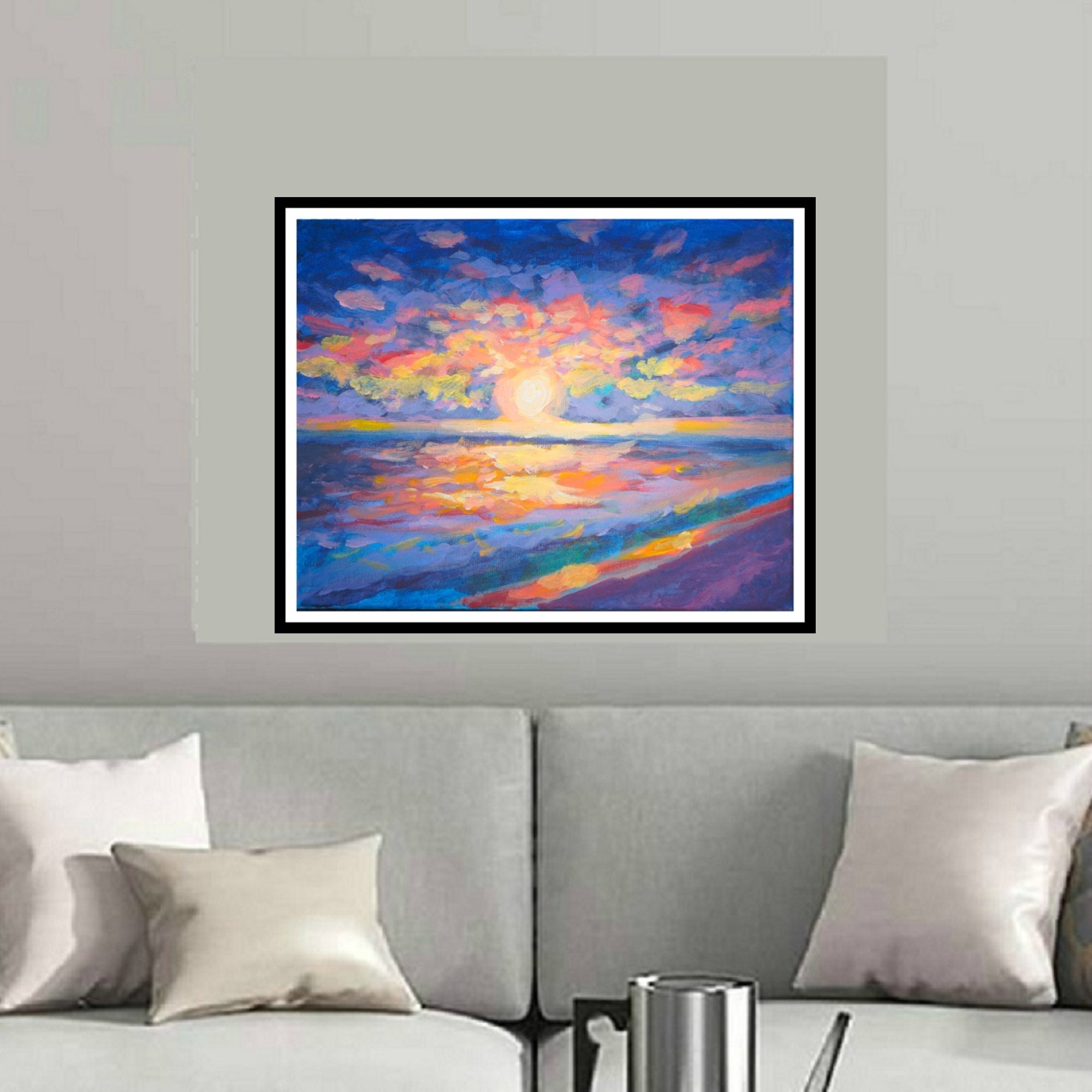 Sunrise Wall Art Painting Nursery Room Décor Handmade Seascape - Etsy