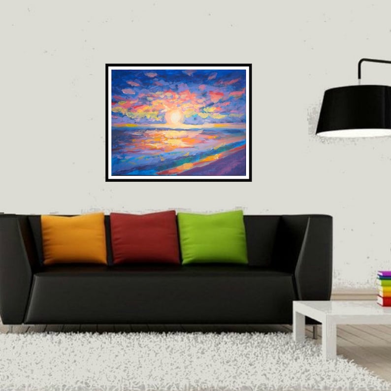 Sunrise Wall Art on Seascape Art an Original Painting for a Nursery ...