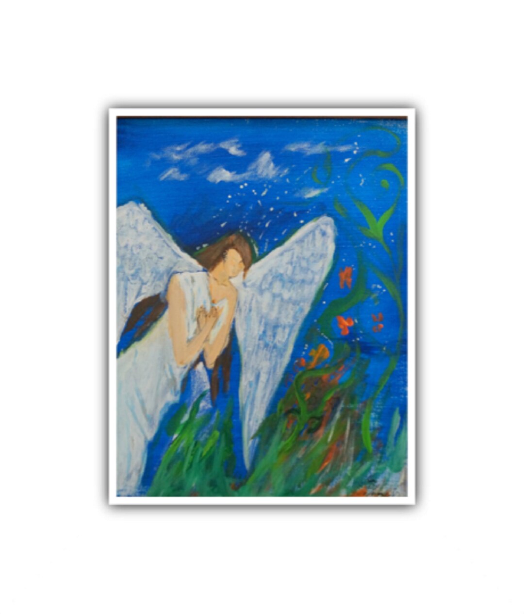Modern Angel Art With White Wings, Original Painting for Christian Home ...