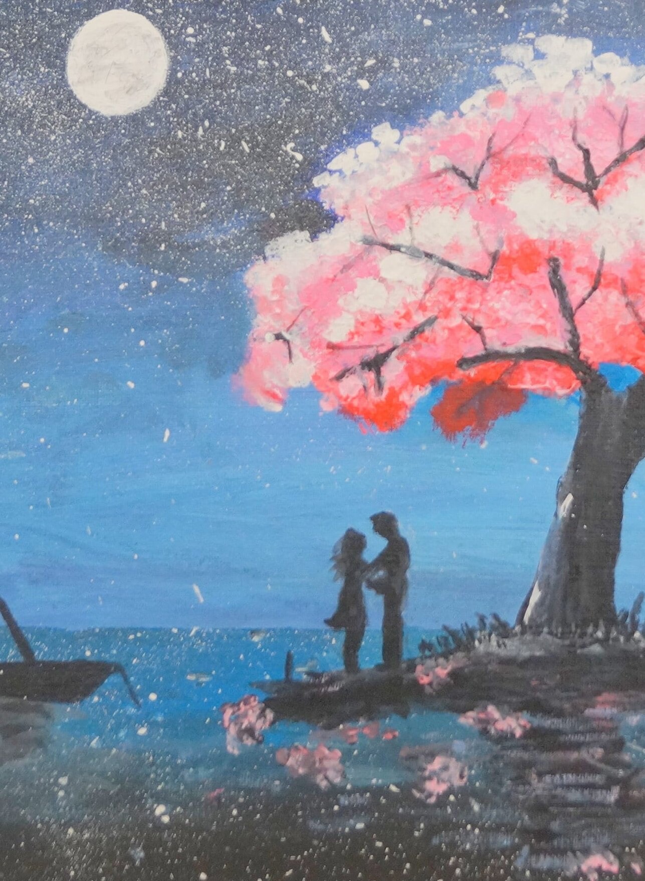 Cherry Blossom Tree Best Friends Painting Perfect Living Room Wall Art ...