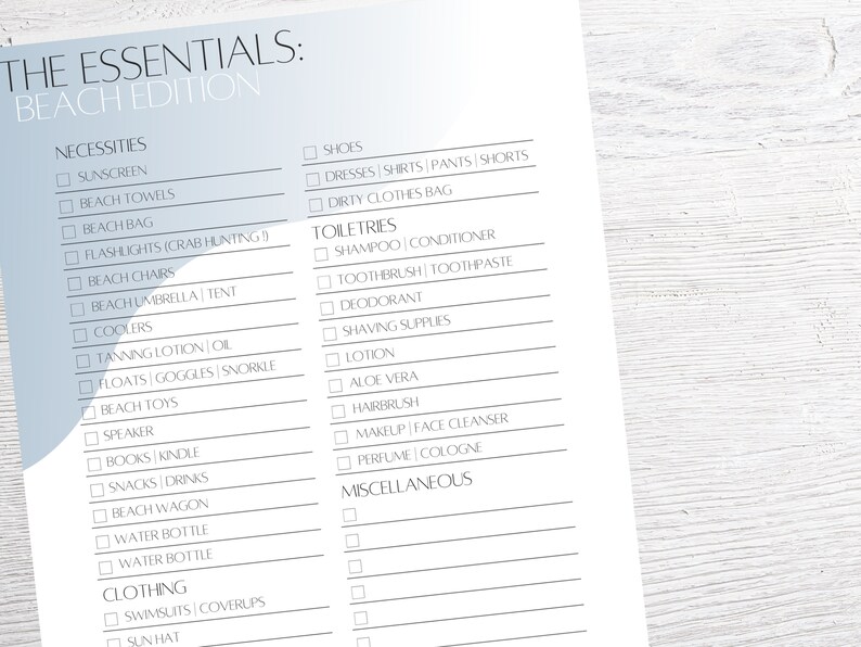 Printable Beach Checklist | Packing Checklist for Beach | Beach ...