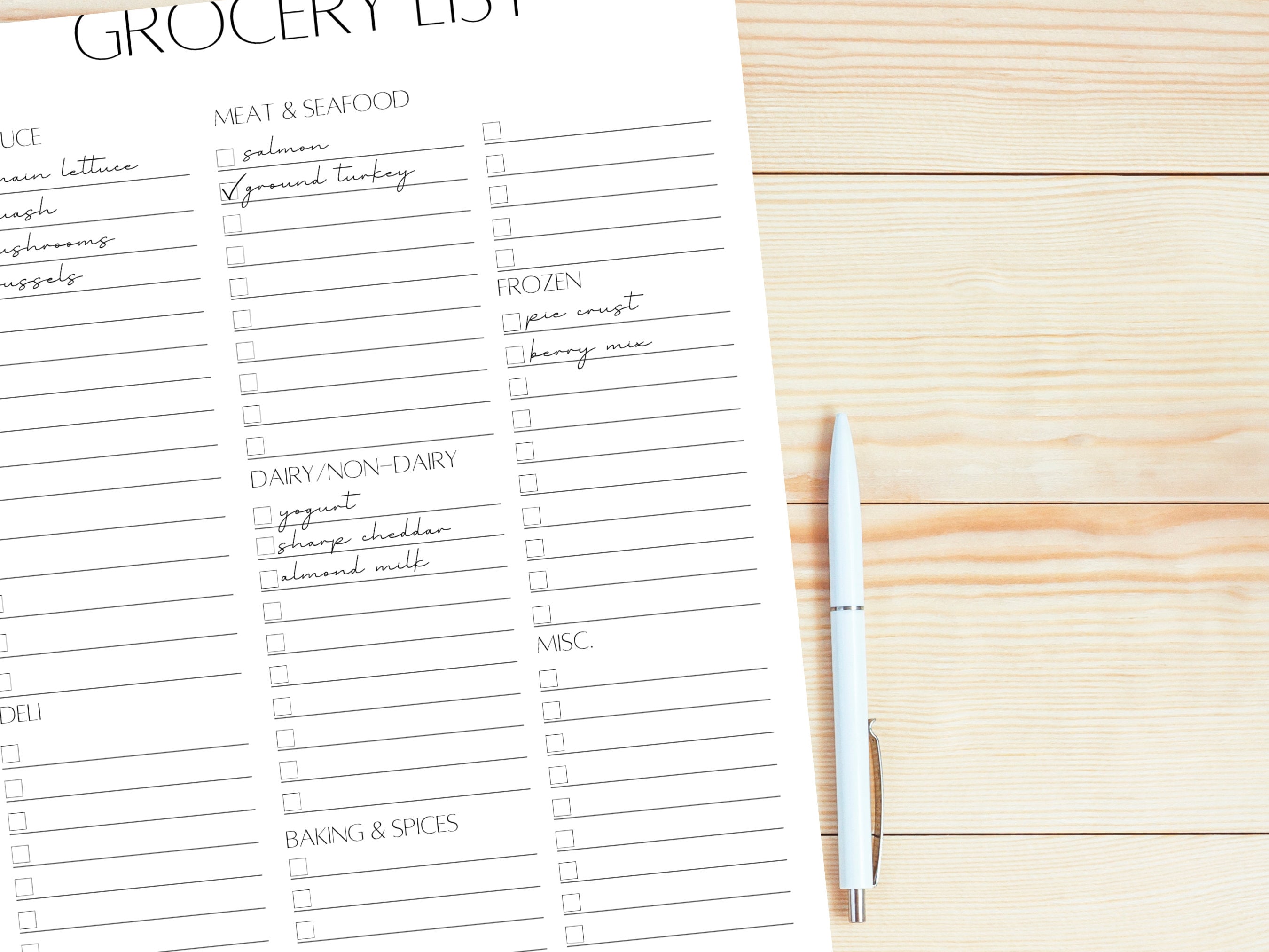 Printable Grocery Checklist Grocery Checklist Digital Grocery Checklist ...