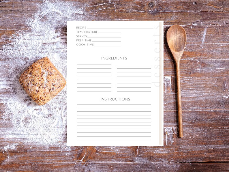 Printable Recipe Pages|printable Recipes|simple Recipe Pages|digital ...