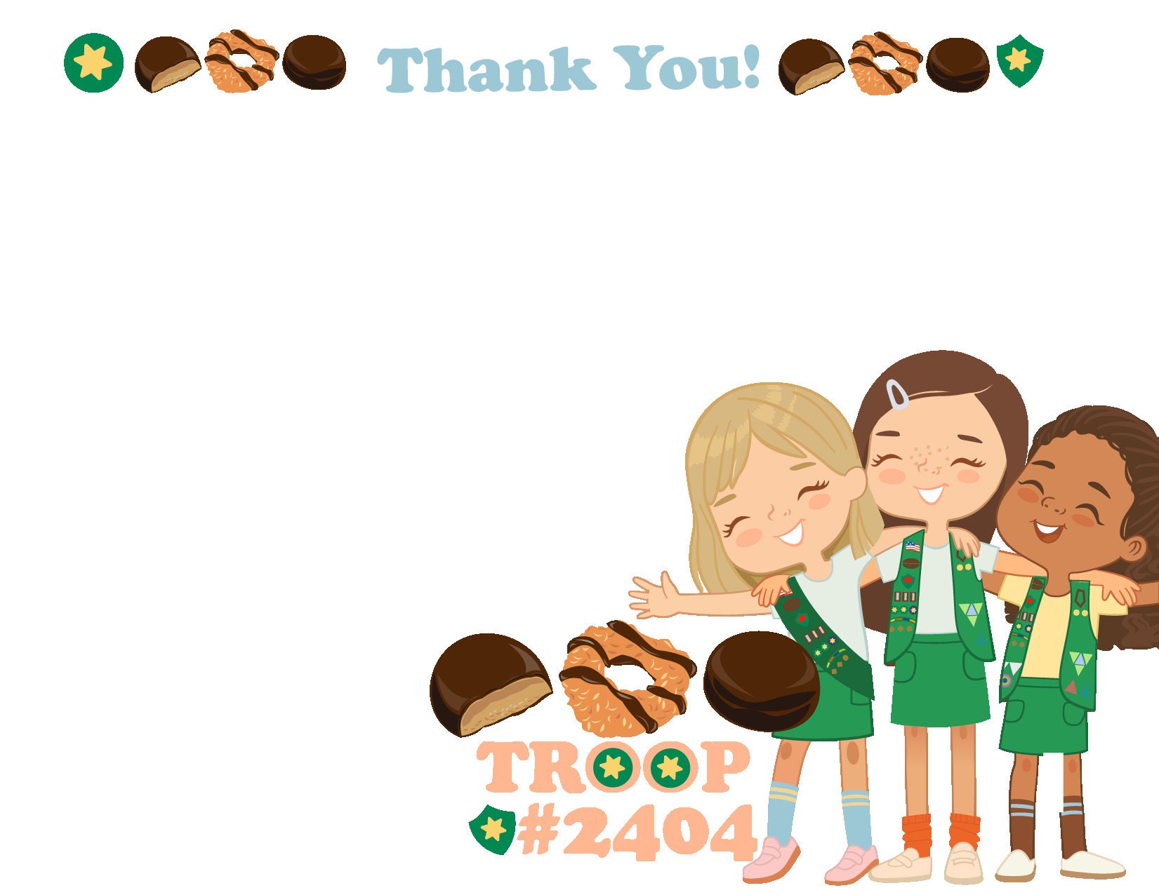 Girl Scout Cookie Thank You Notes With Envelopes, Girl Scout Thanks ...