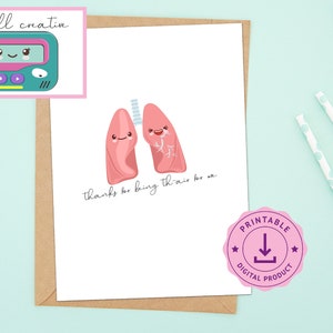 PRINTABLE Medical PUN Thank You Card, Digital Download and Print Lung ...