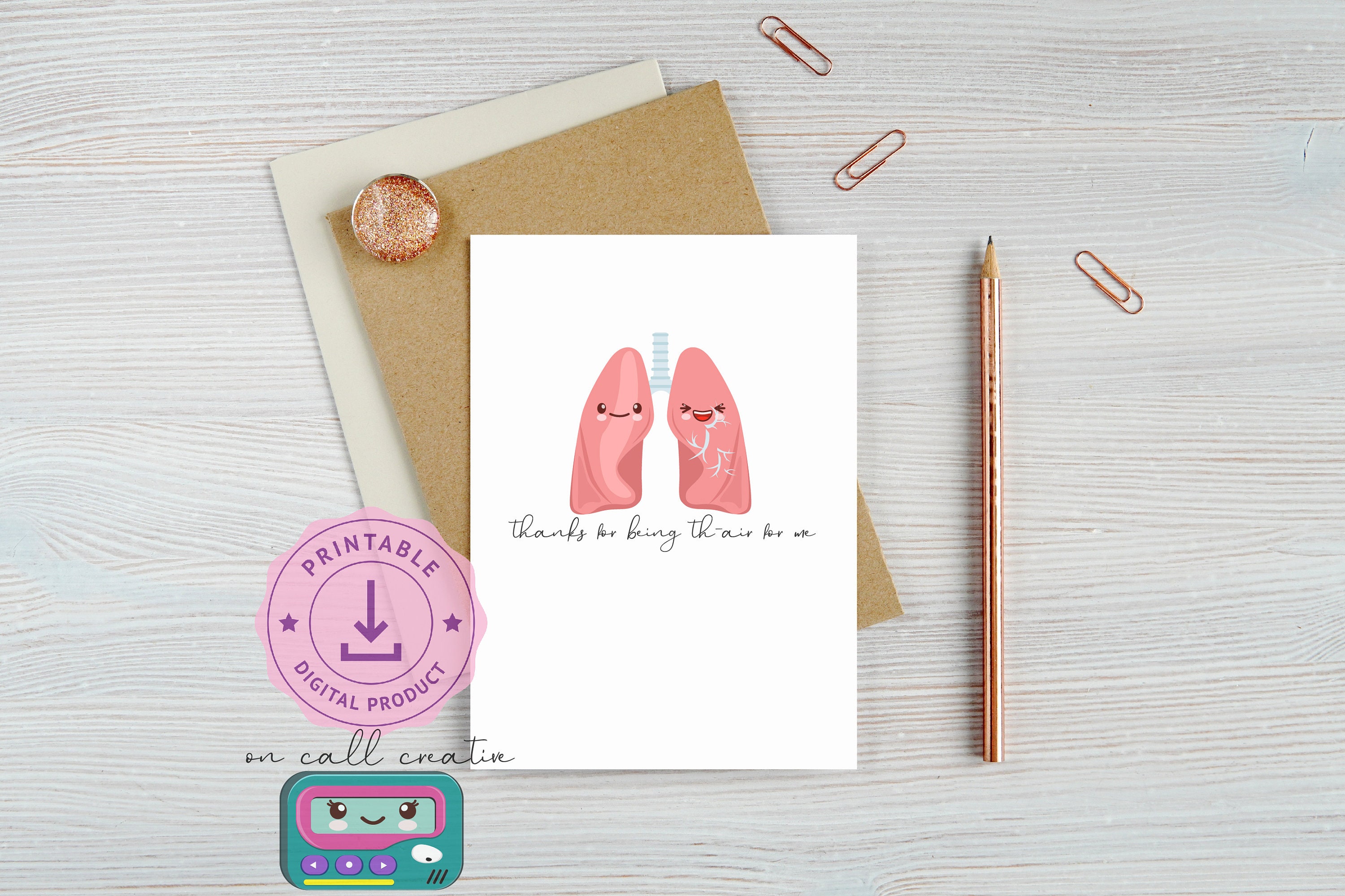 PRINTABLE Medical PUN Thank You Card, Digital Download and Print Lung ...