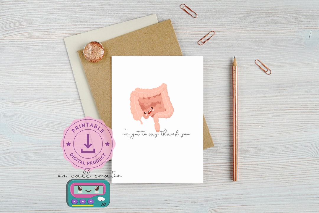 PRINTABLE Medical PUN Thank You Card, Digital Download and Print Gut ...