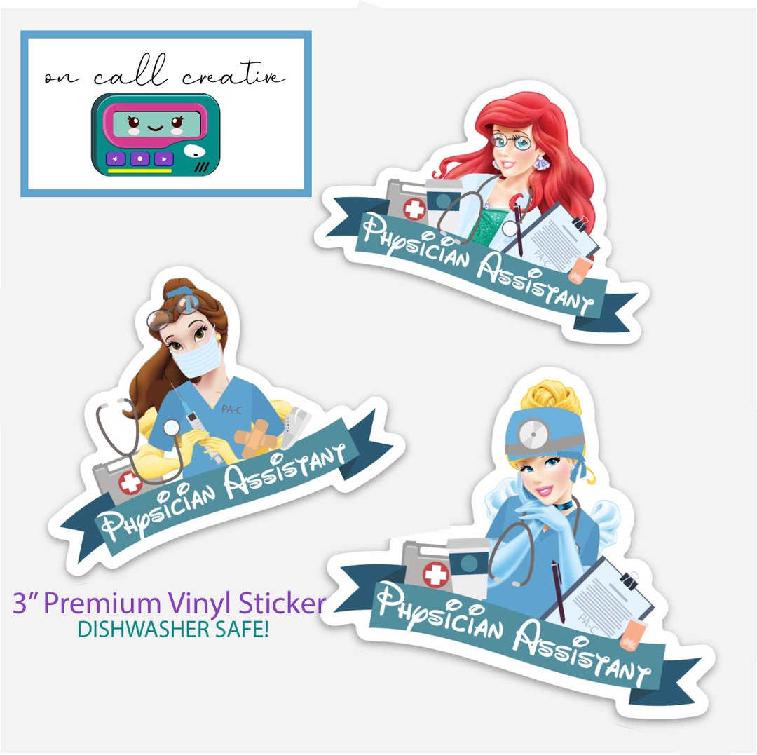 Physician Assistant Princess Sticker, Belle Sticker, Ariel Sticker ...