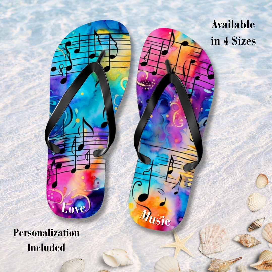 Music Notes Flip Flops, Colorful Flip Flops, Gift for Flip Flop Lovers ...