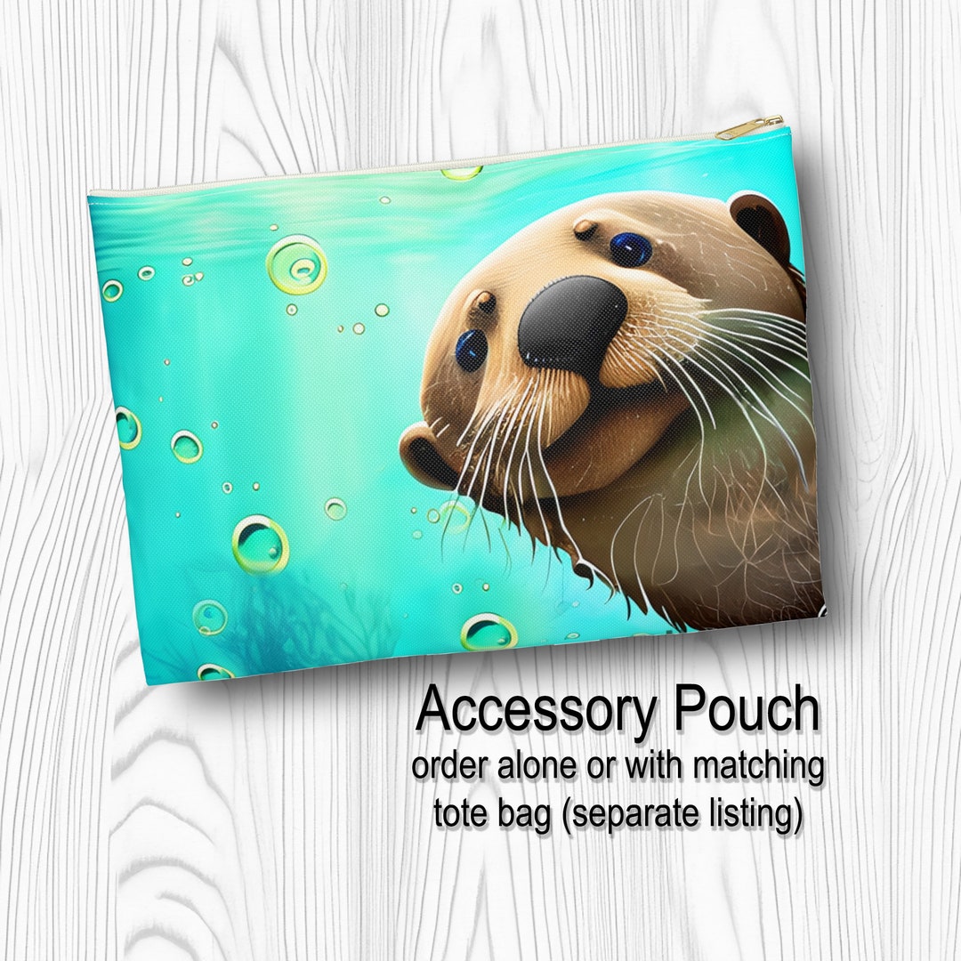 Otter Accessory Pouch, All Over Printed Bag, Colorful Pouch, Cute Otter ...