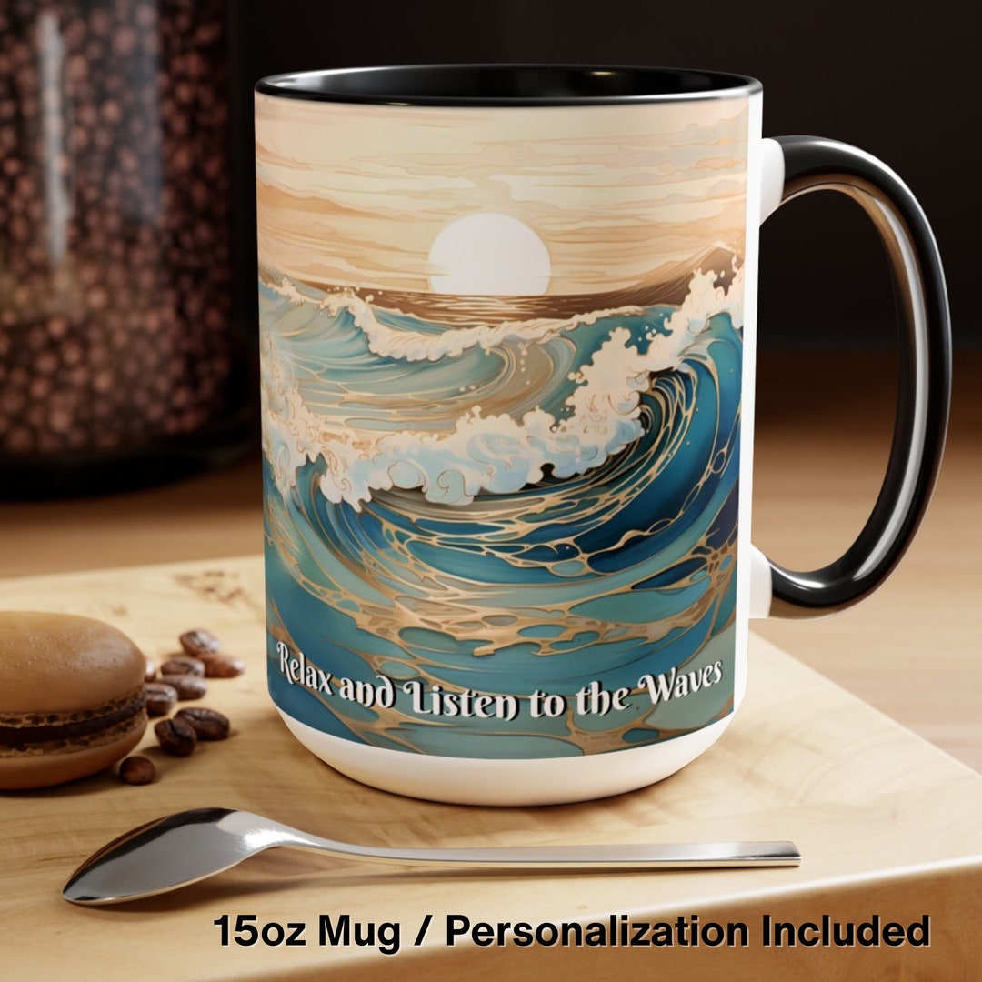Ocean Waves Coffee Mug, Ocean Lover Mug, Ocean Waves Mug, Personalized ...