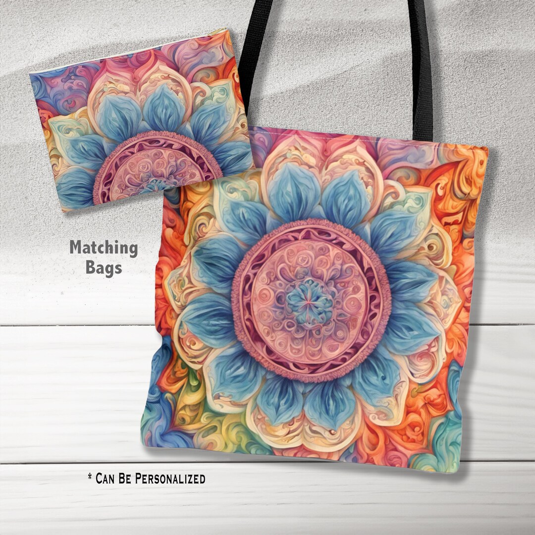 Flower Mandala Tote Bag, All Over Printed Tote, Mandala Bag, Stunning ...