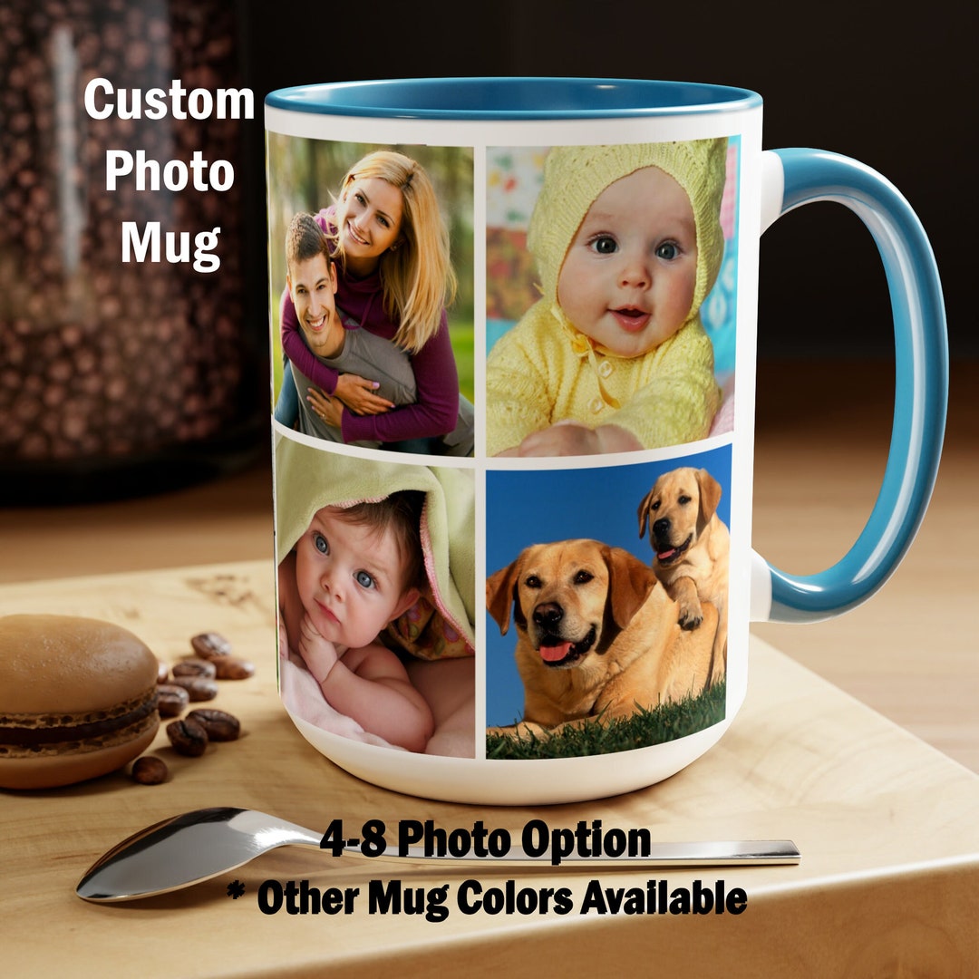Custom Multi Photo Mug, Photo Mug Gift, Picture Coffee Mug, Coffee Mug ...