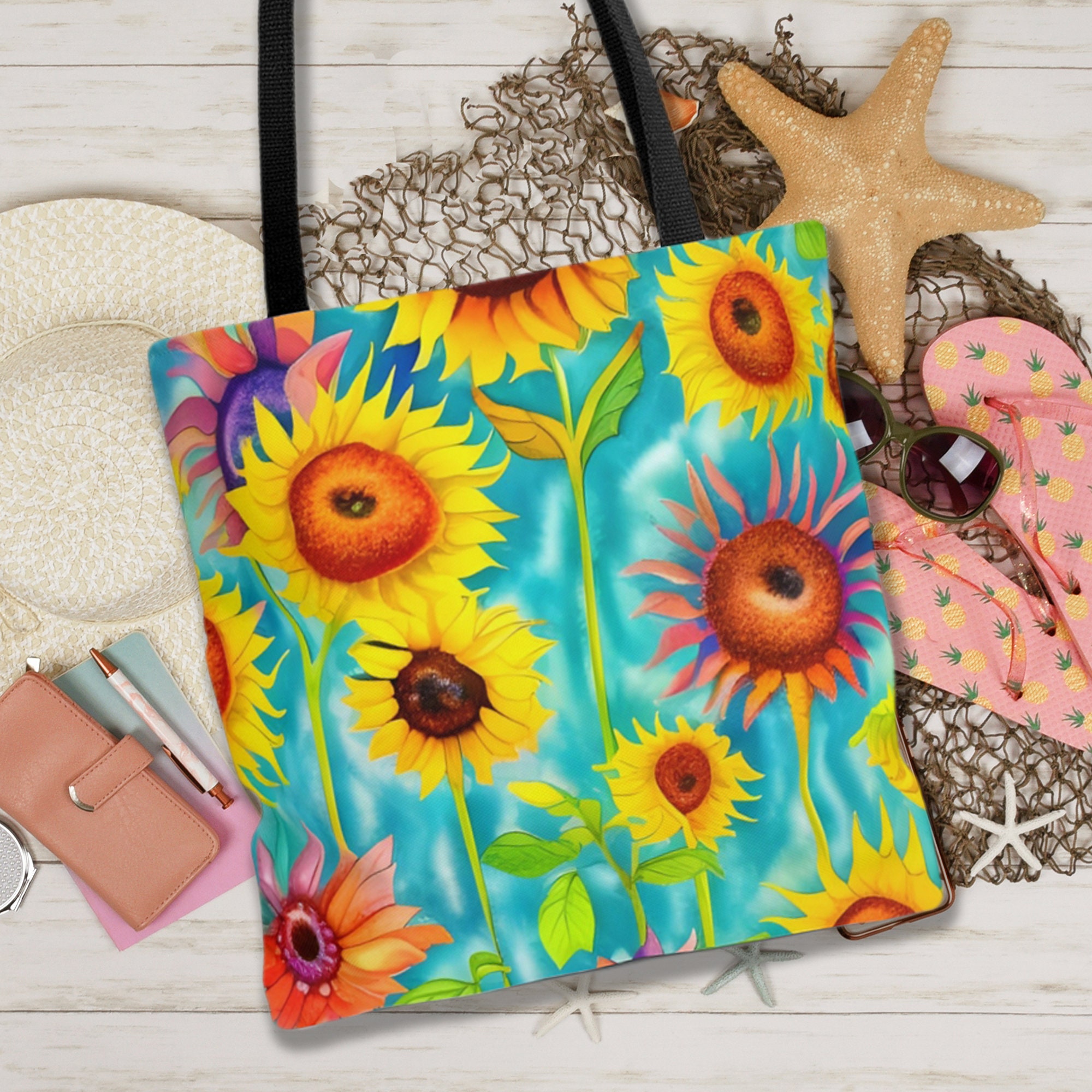 Sunflower Tote Bag, Flower Tote, Cute Sunflower Bag, Cute Gift Tote ...