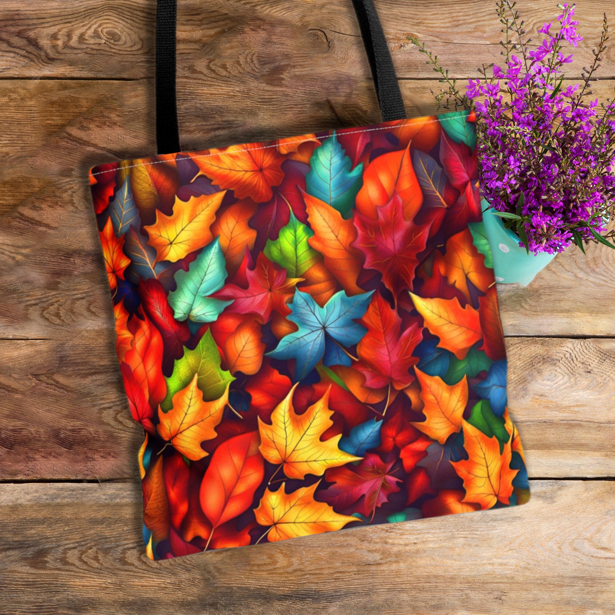 Fall Leaves Tote Bag Colorful Bag Autumn Bag Colorful - Etsy