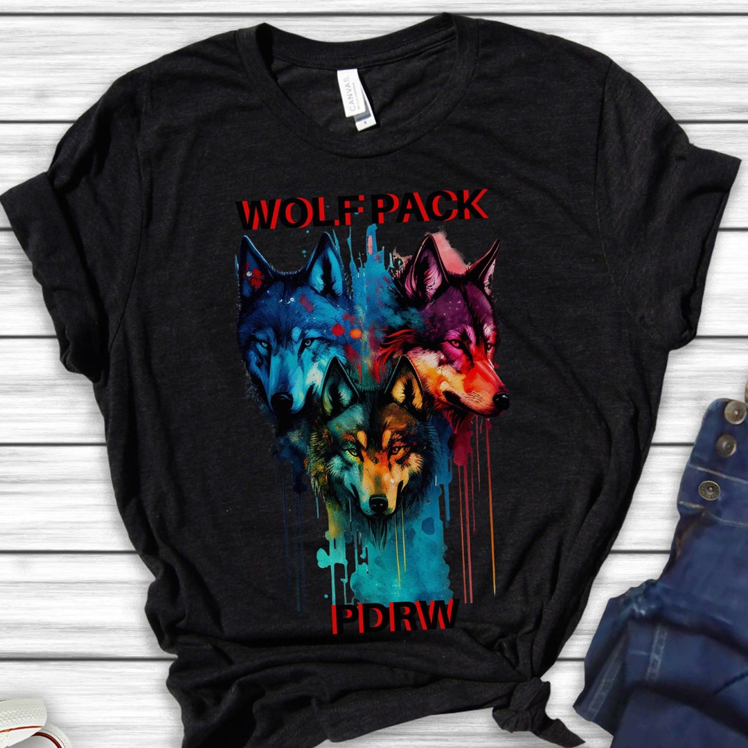 Personalized Wolf Pack T-shirt, Watercolor Wolf Shirt, Cool Wolf Pack ...