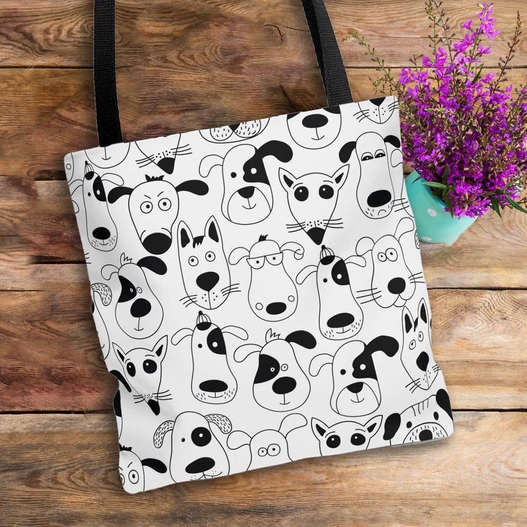 Dog Tote Bag, All Over Printed Tote, Cute Dog Tote Bag, Funny Bag, Tote ...