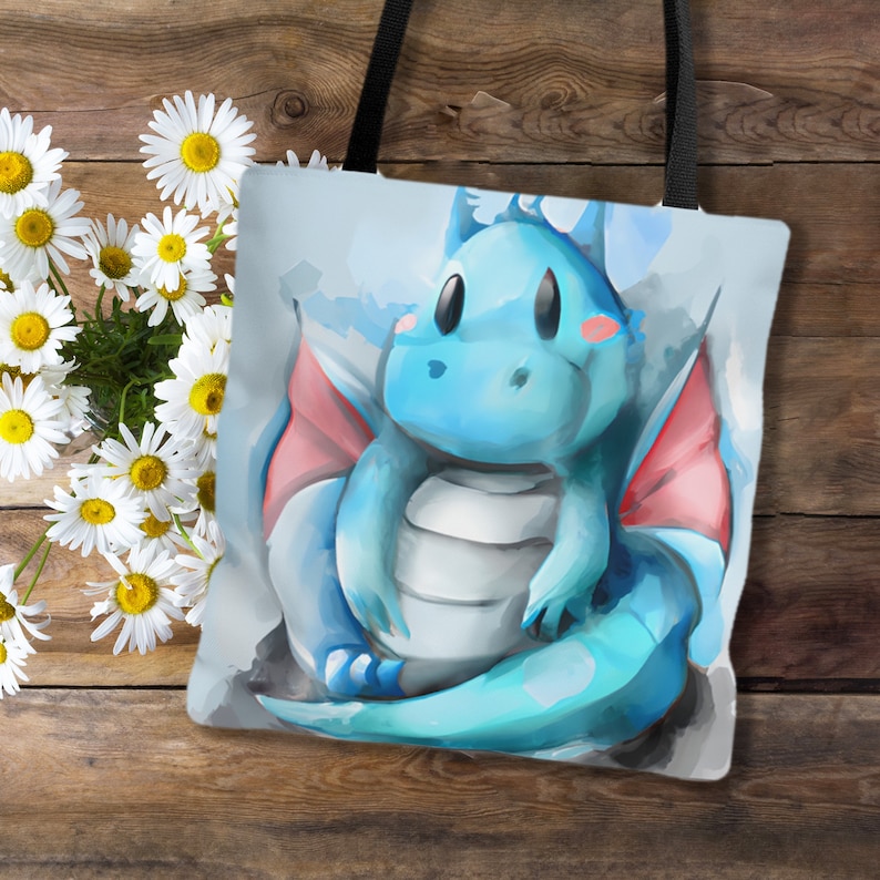 Baby Blue Dragon Tote Bag Dragon Tote Cute Baby Bag Cute - Etsy