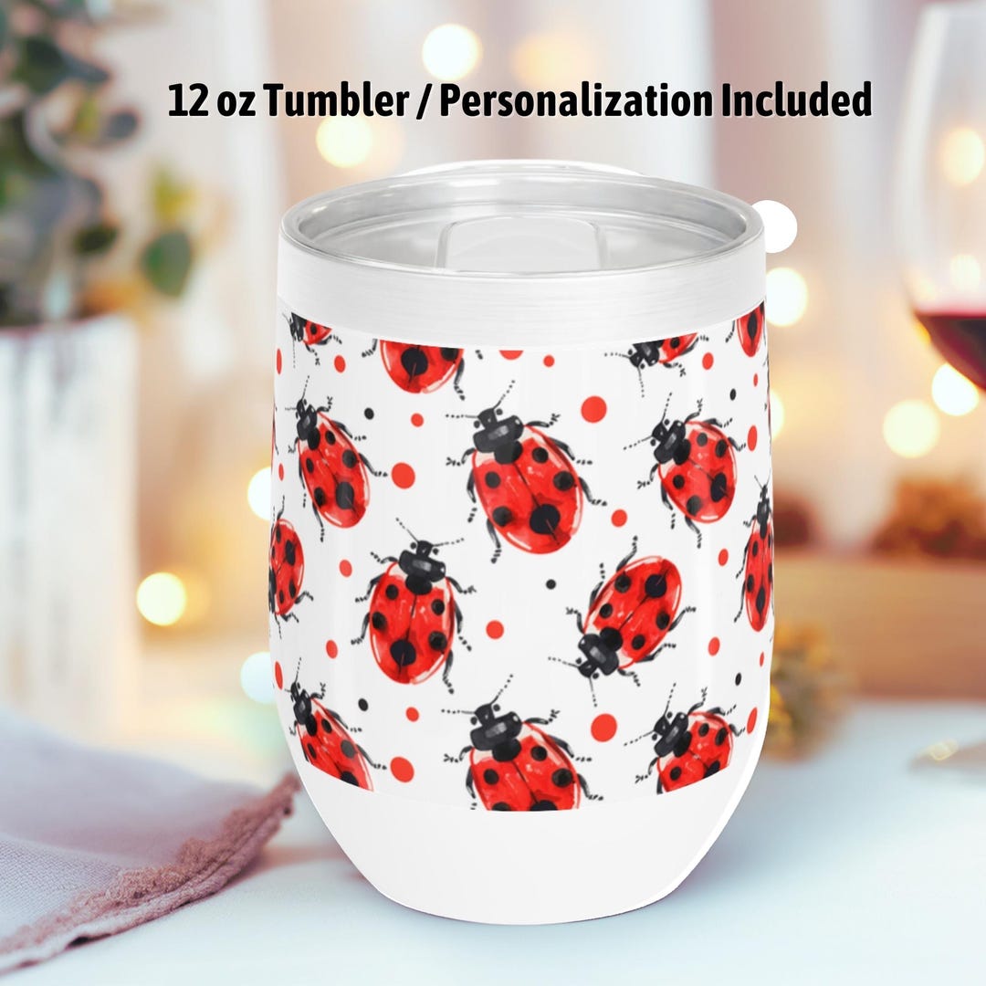 Ladybug Wine Tumbler, Ladybug Tumbler, Ladybug Lover Gift, Camping Wine ...