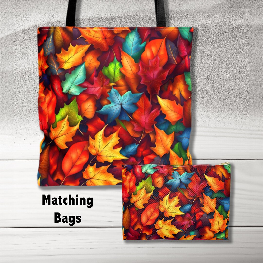 Fall Leaves Tote Bag, Colorful Bag, Autumn Bag, Colorful Leaves Bag ...