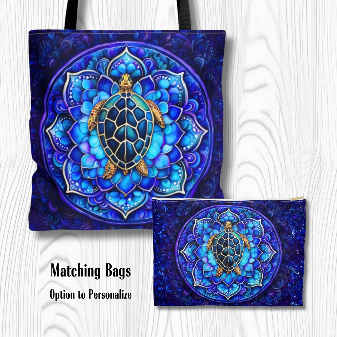 Turtle Mandala Tote Bag, Turtle Bag, Mandala Tote Bag, Colorful Tote ...