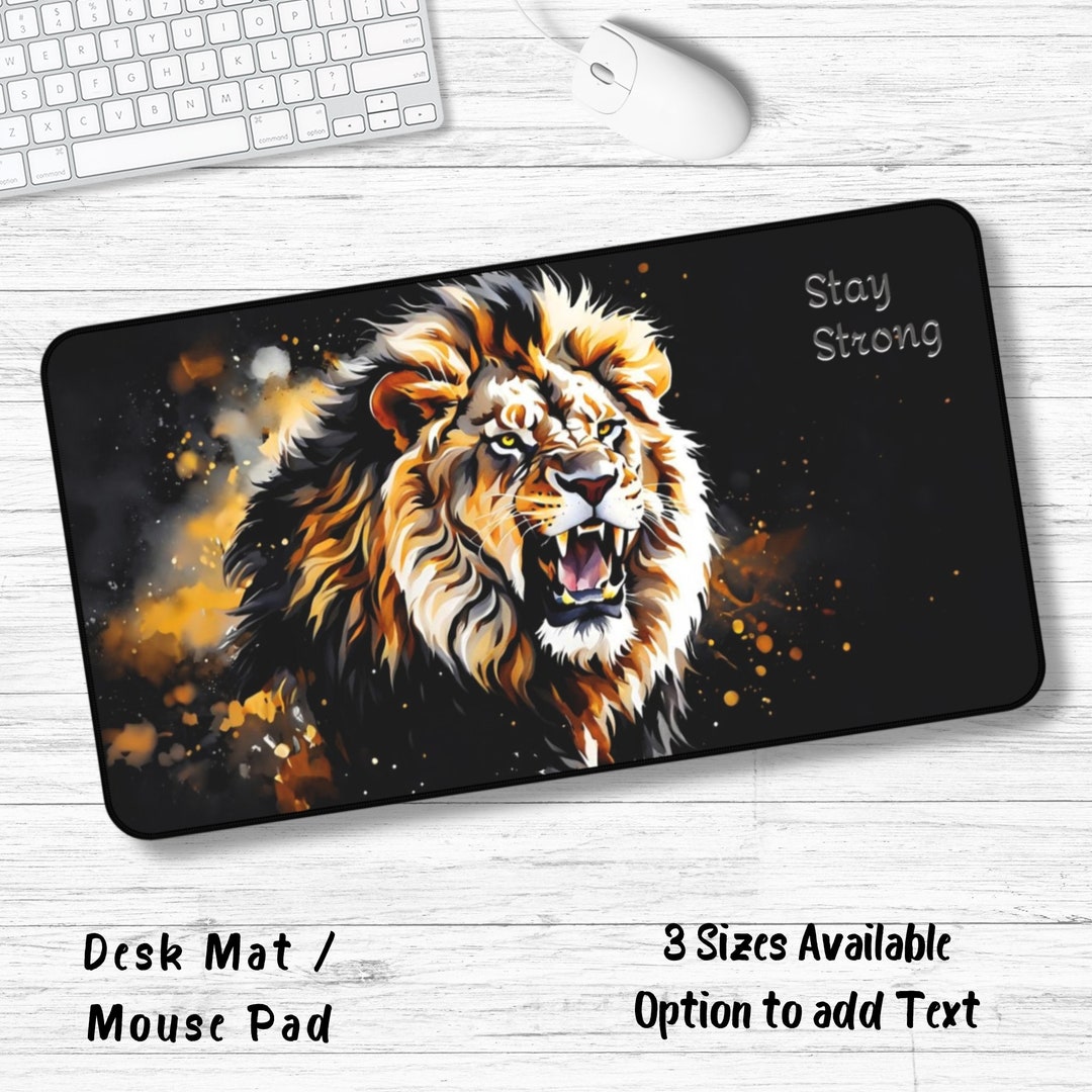 Roaring Lion Desk Mat, Lion Mouse Pad, 3 Sizes Available, Gift Mouse ...