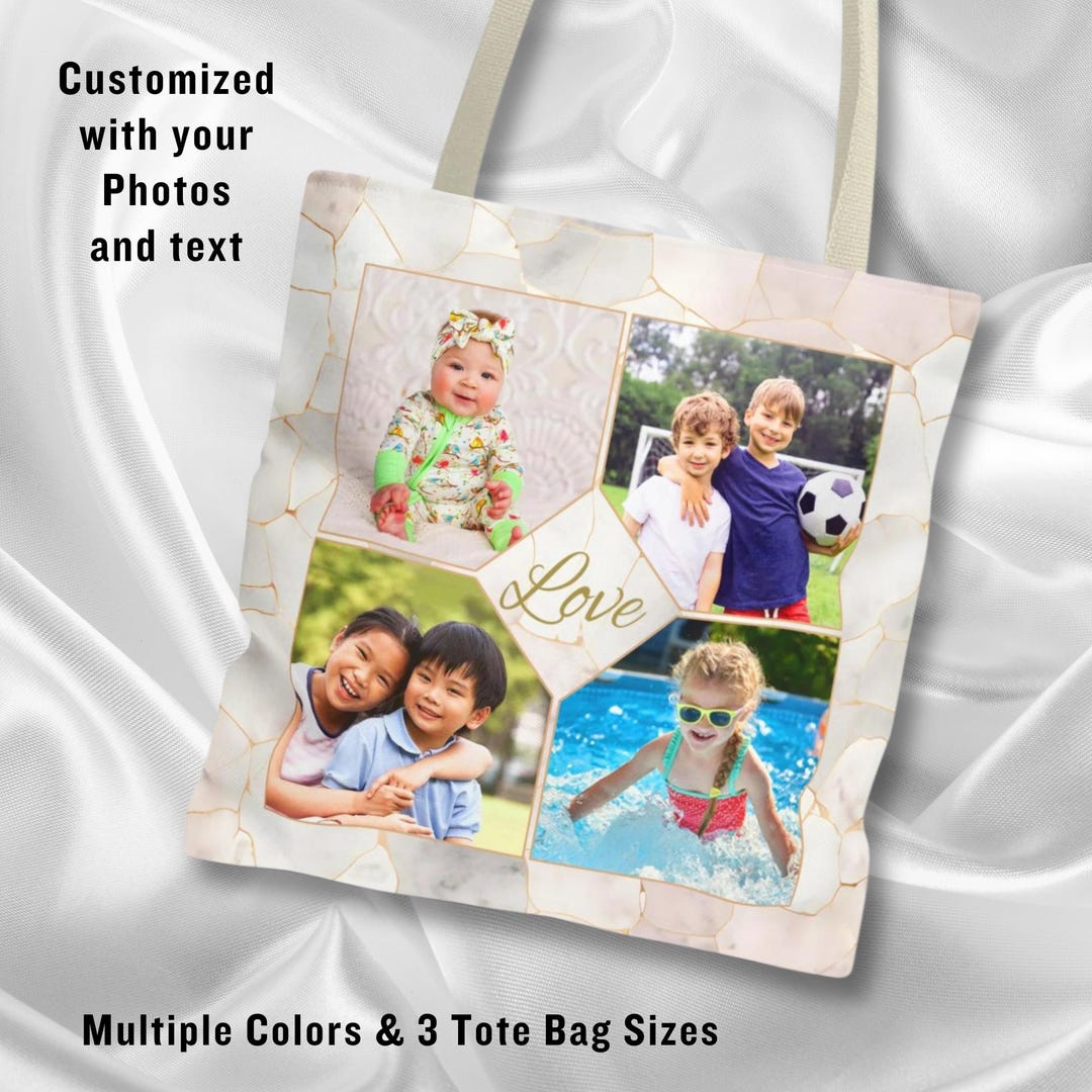 4, 6 or 8 Photos Tote Bag, Photo Tote, Personalized Bag, Photo Bag ...